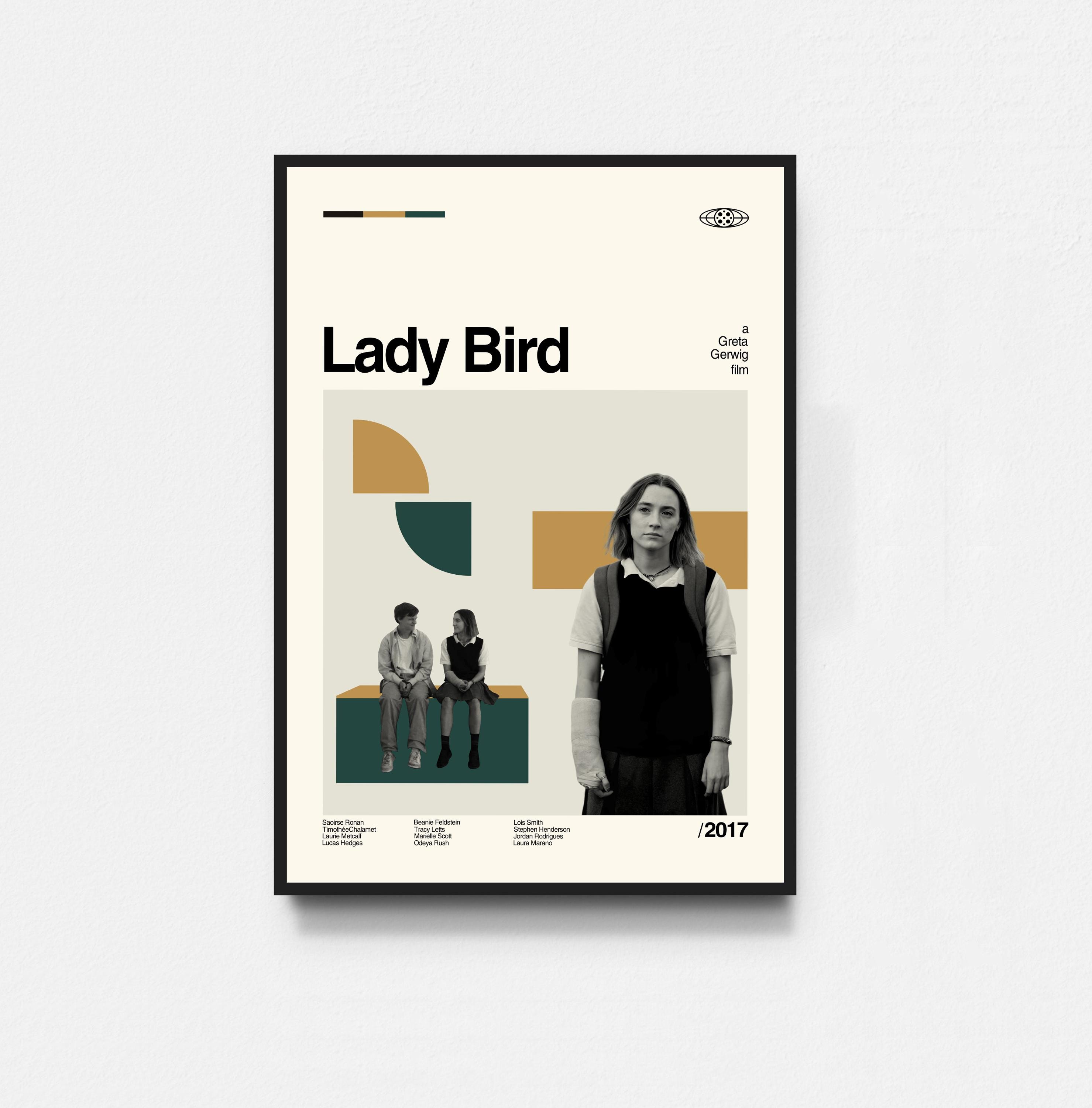 Lady Bird Movie Poster, Lady Bird Print, Movie Poster, Midcentury Art ...