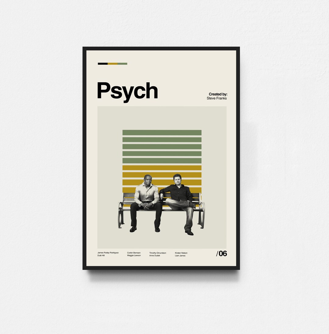 Psych Poster, Psych Tv Series Poster, Movie Poster, Midcentury Art ...