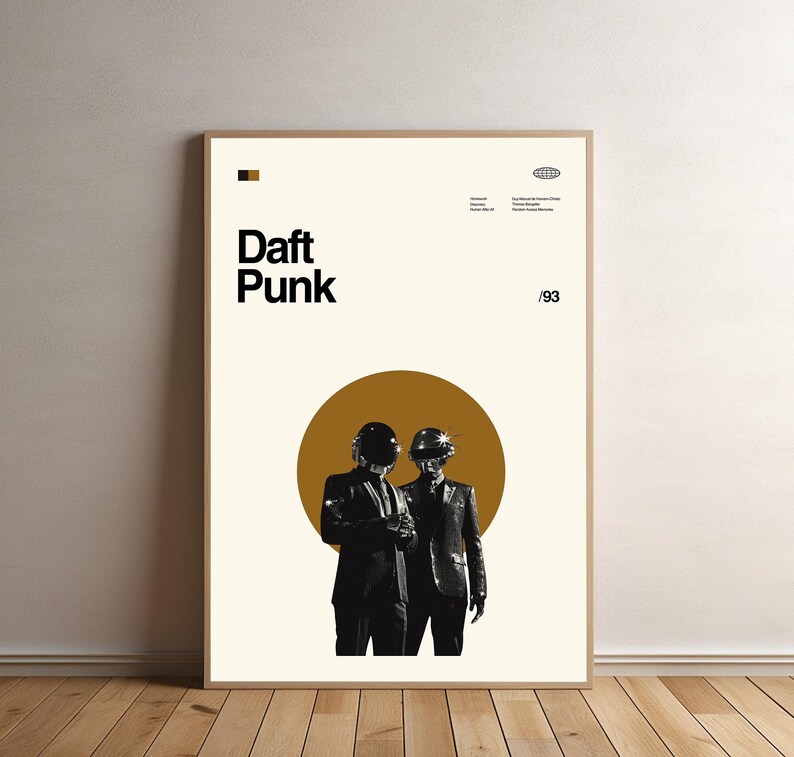 Daft Punk Poster, Daft Punk Album Poster, Music Print, Midcentury Art ...
