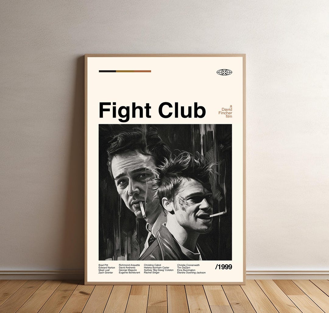 Fight Club Poster, Fight Club Movie Poster, Film Poster, Midcentury Art ...