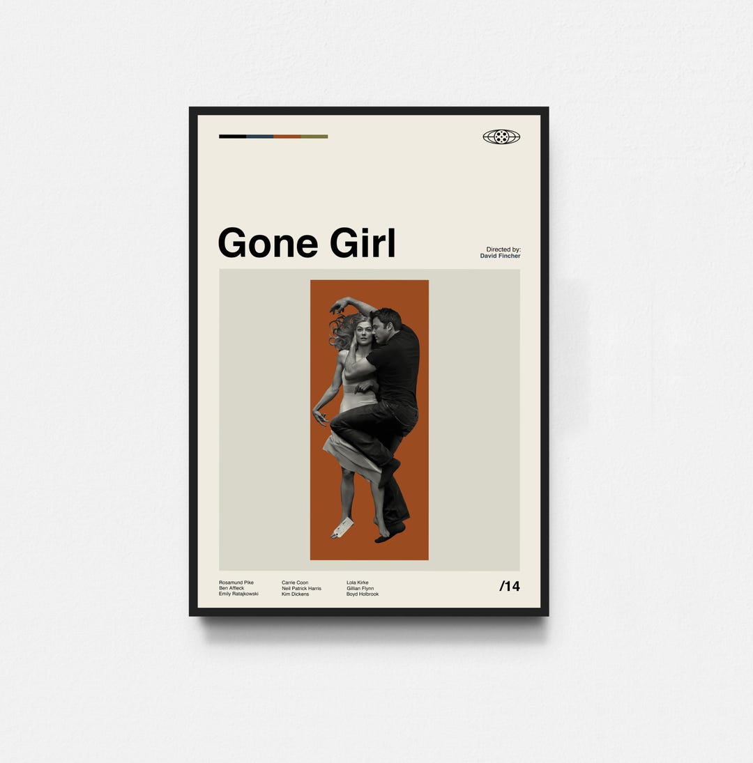 Gone Girl Movie Poster, Gone Girl Poster, Movie Poster, Midcentury Art ...