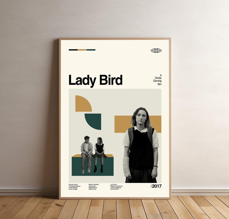 Lady Bird Movie Poster, Lady Bird Print, Movie Poster, Midcentury Art ...