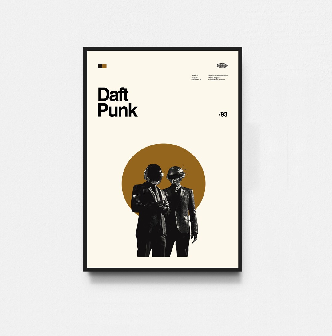 Daft Punk Poster, Daft Punk Album Poster, Music Print, Midcentury Art ...