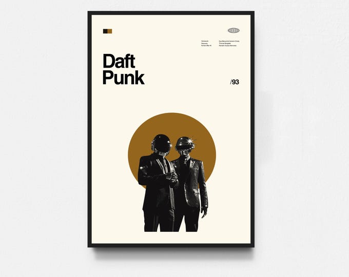 Daft Punk Poster, Daft Punk Album Poster, Music Print, Midcentury Art ...