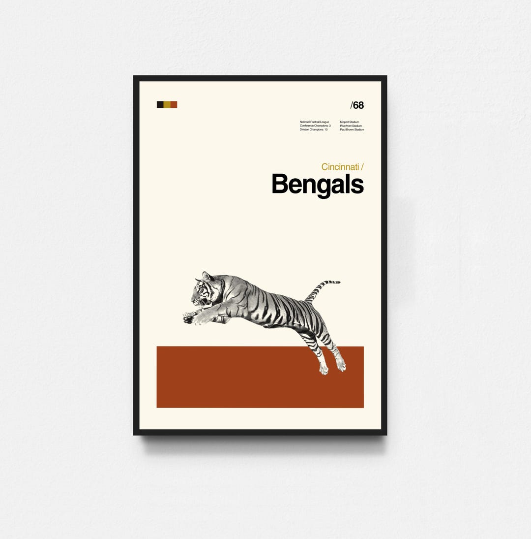 Cincinnati Bengals Poster, Bengals Poster, Movie Poster, Midcentury Art ...