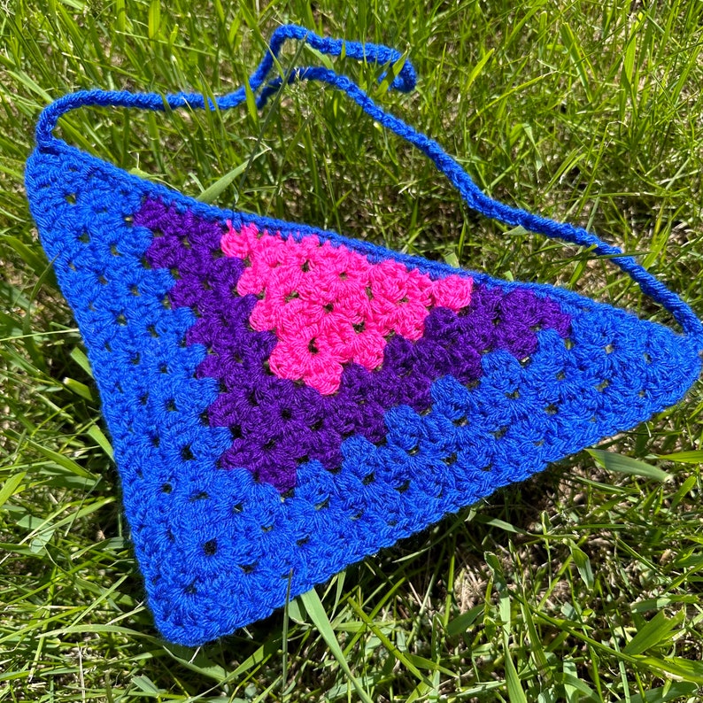 Bisexual Pride Flag Crochet Triangle Bandana Handmade - Etsy