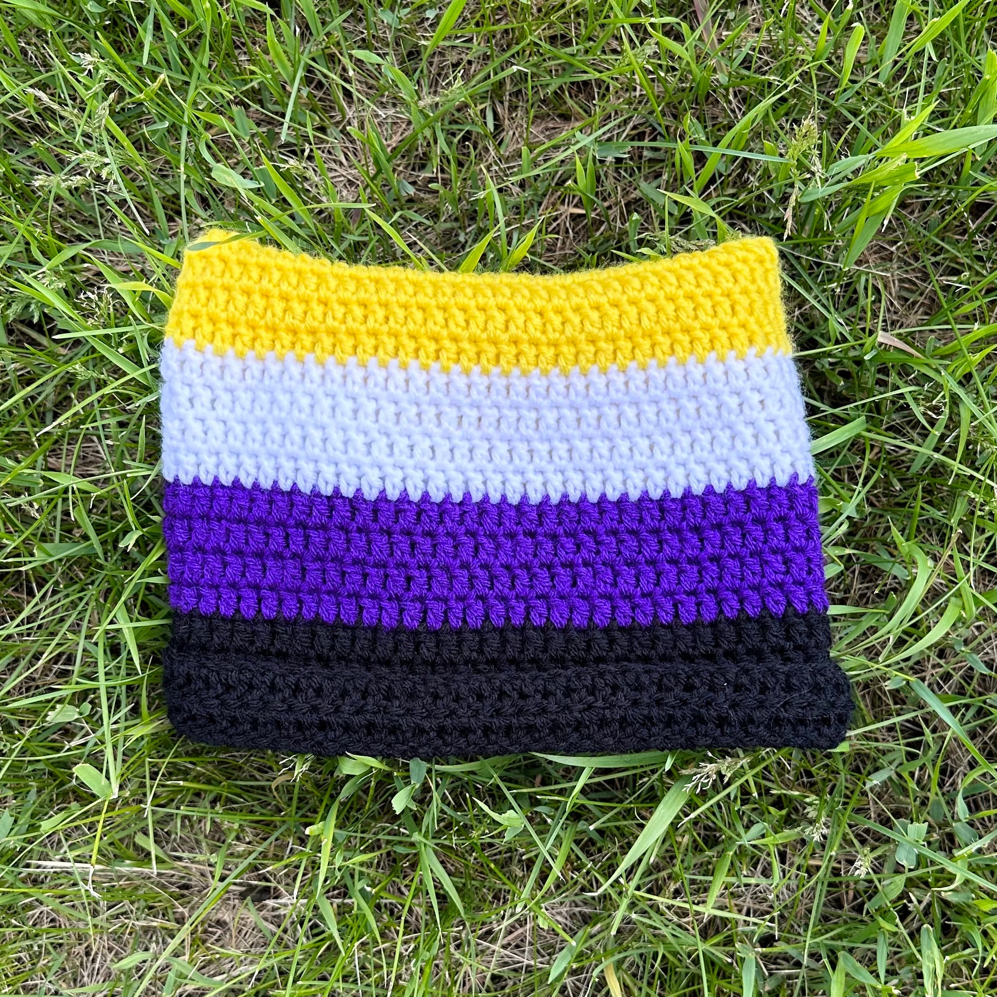 Non-binary Pride Flag Crochet Cat Ear Beanie Handmade - Etsy