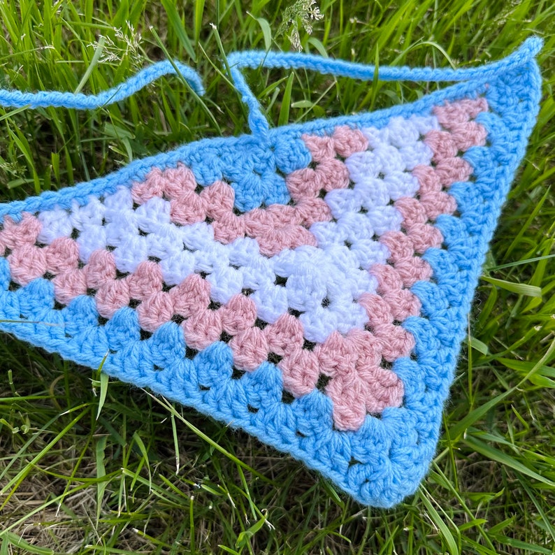 Trans Pride Flag Crochet Triangle Bandana Handmade - Etsy