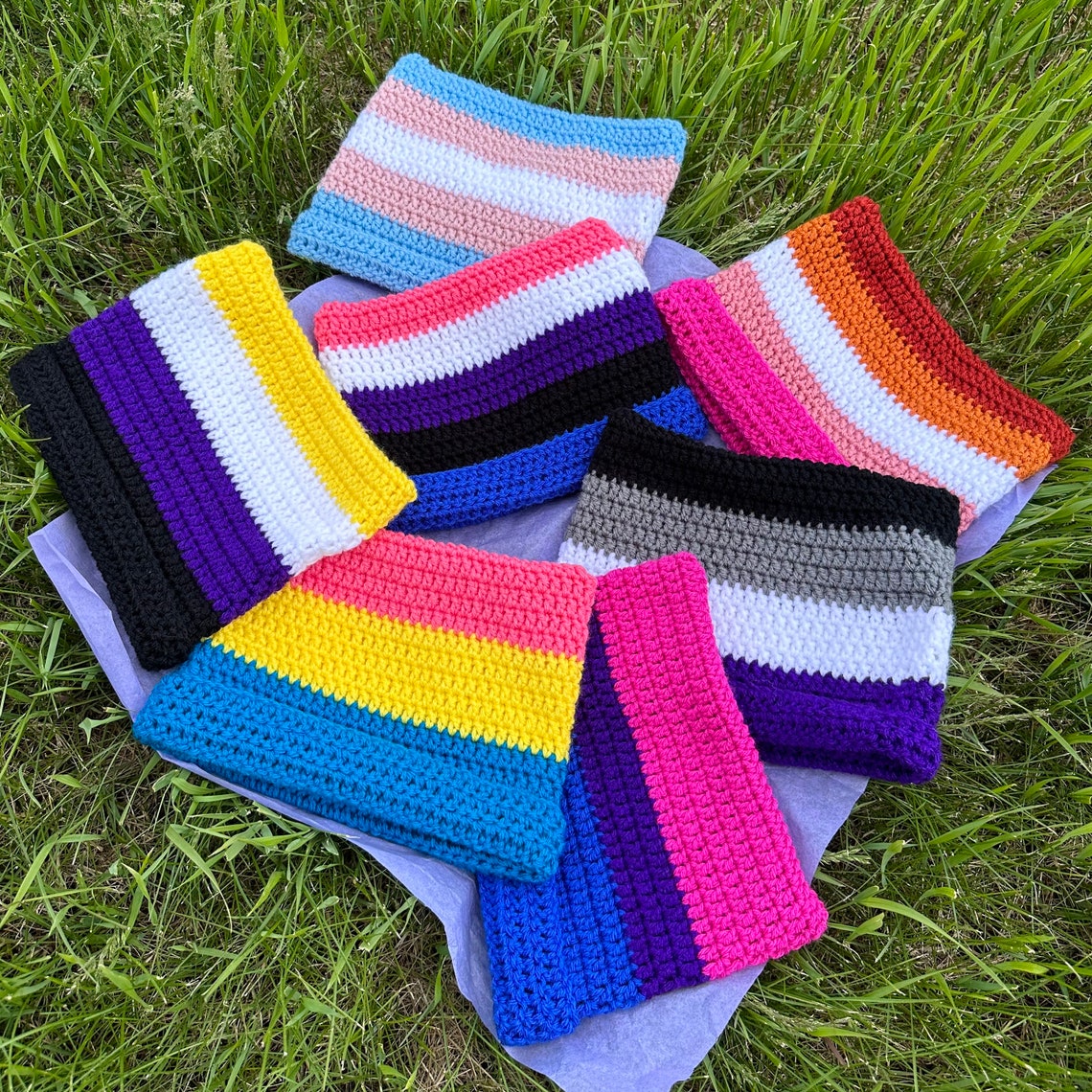 Bisexual Pride Flag Crochet Cat Ear Beanie Handmade - Etsy