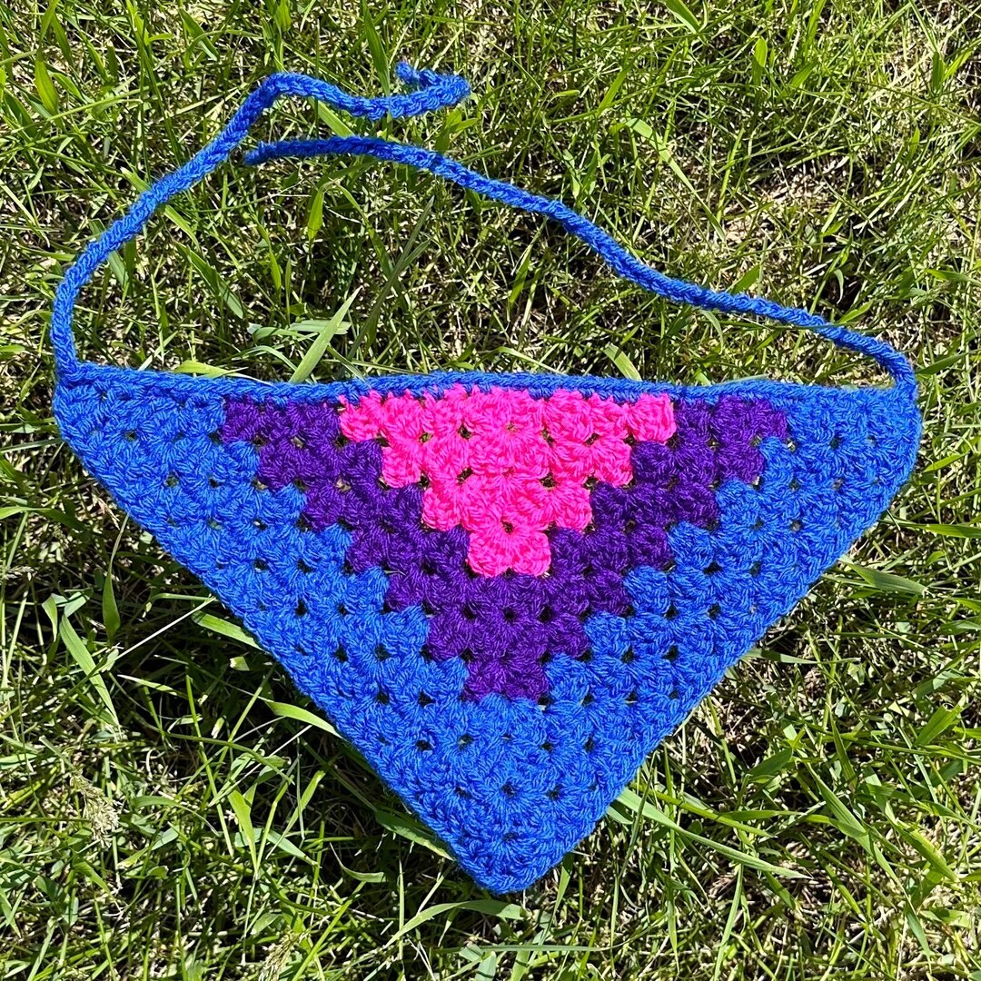 Bisexual Pride Flag Crochet Triangle Bandana Handmade - Etsy
