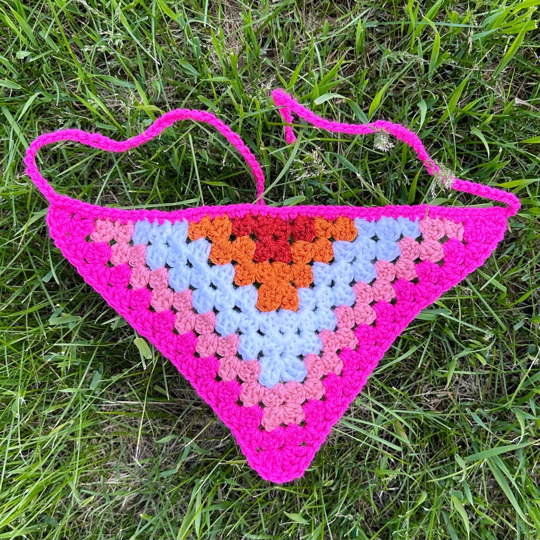Lesbian Pride Flag Crochet Triangle Bandana Handmade - Etsy