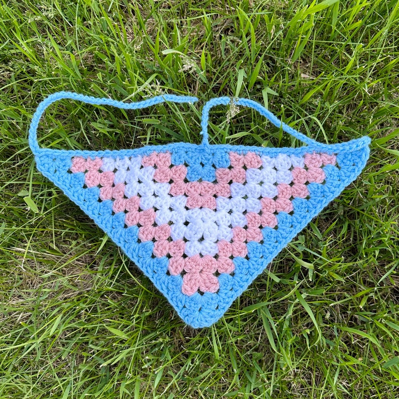 Trans Pride Flag Crochet Triangle Bandana Handmade - Etsy
