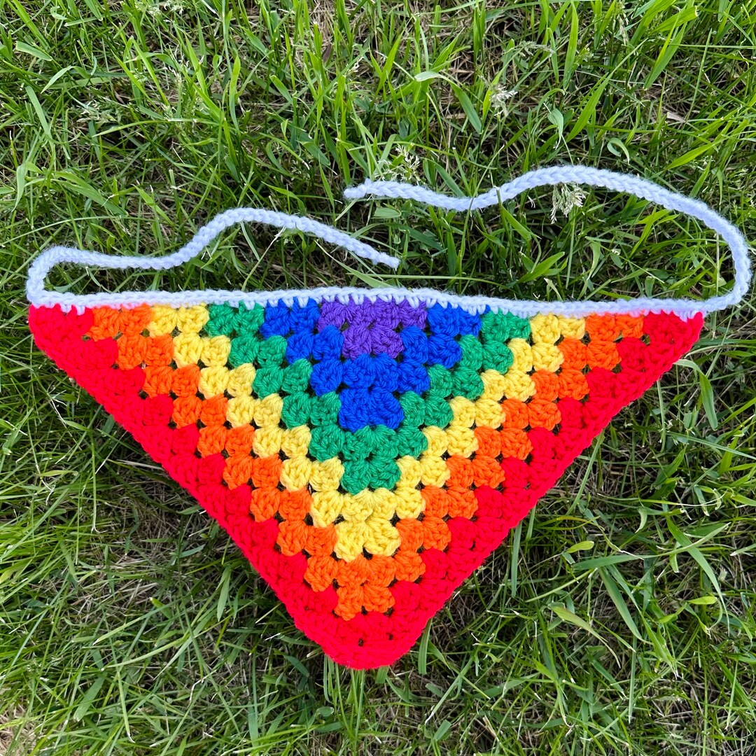 Rainbow Pride Flag Crochet Triangle Bandana Handmade - Etsy