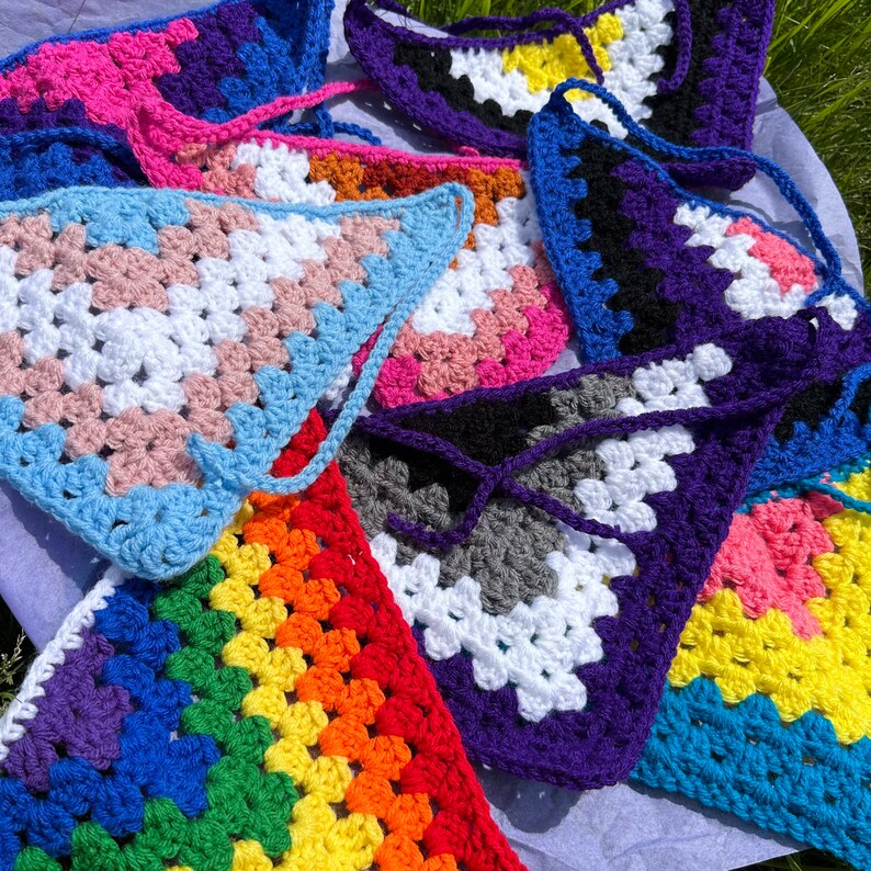 Trans Pride Flag Crochet Triangle Bandana Handmade - Etsy