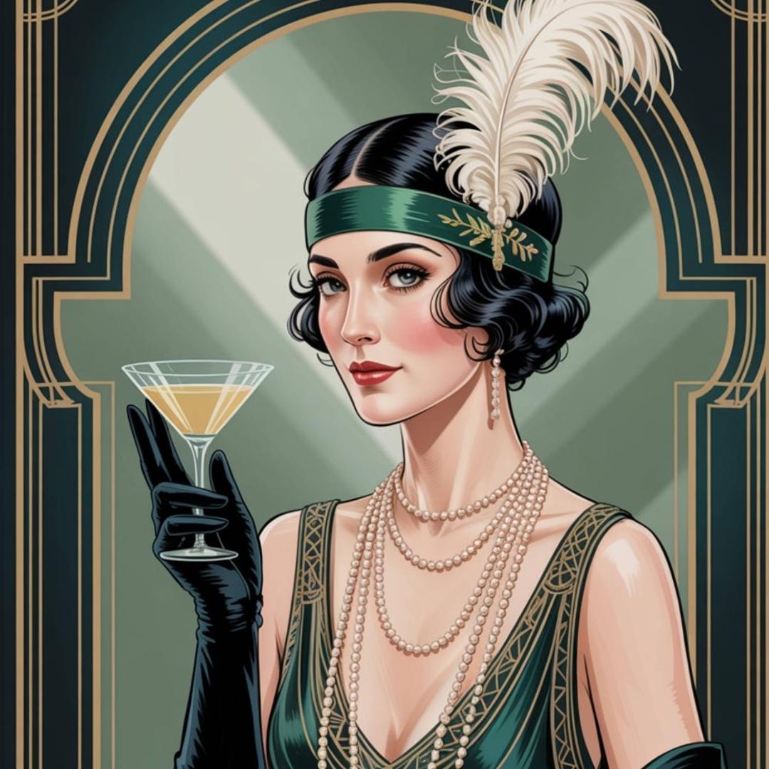 Art Deco Woman Wall Art Printable Emerald Soiree the Socialite 1920s ...