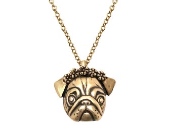 Pug Necklace Dog Jewelry Silver Gold | Etsy