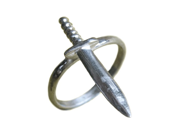 Sword Ring With Black CZ, Stainless Steel Gothic Dagger Jewelry - Etsy ...