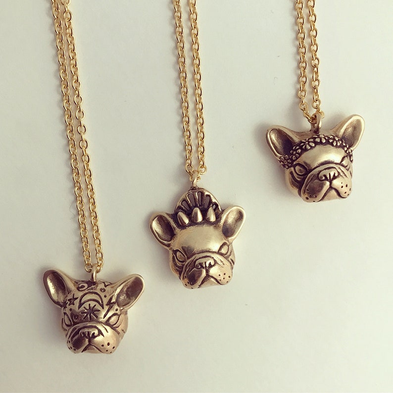 French Bulldog Necklace Flowers Frenchie Jewelry Gold Dog | Etsy