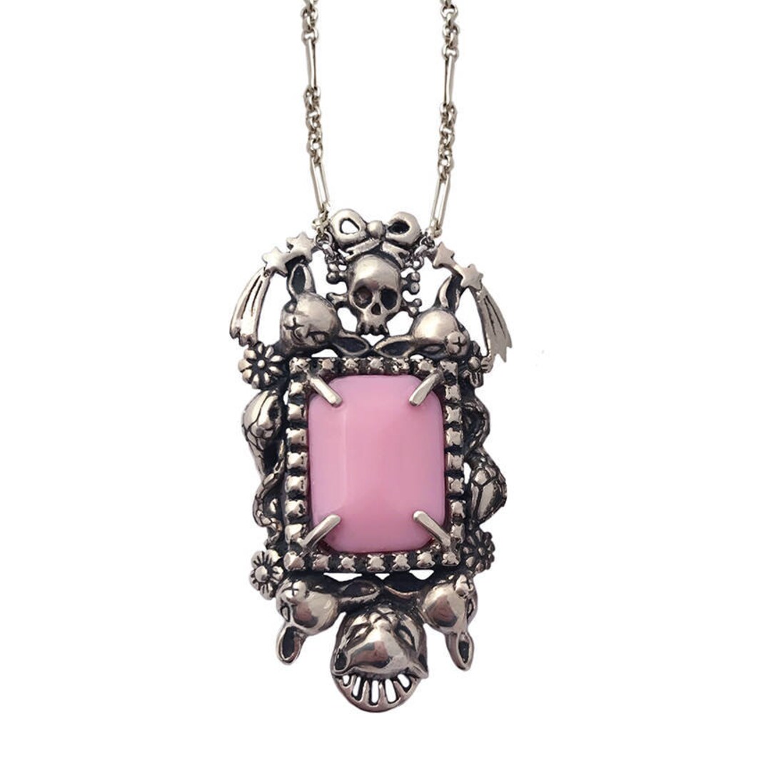 Cat Skull Snake Star Necklace PINK Stone Flower Deer Bow - Etsy