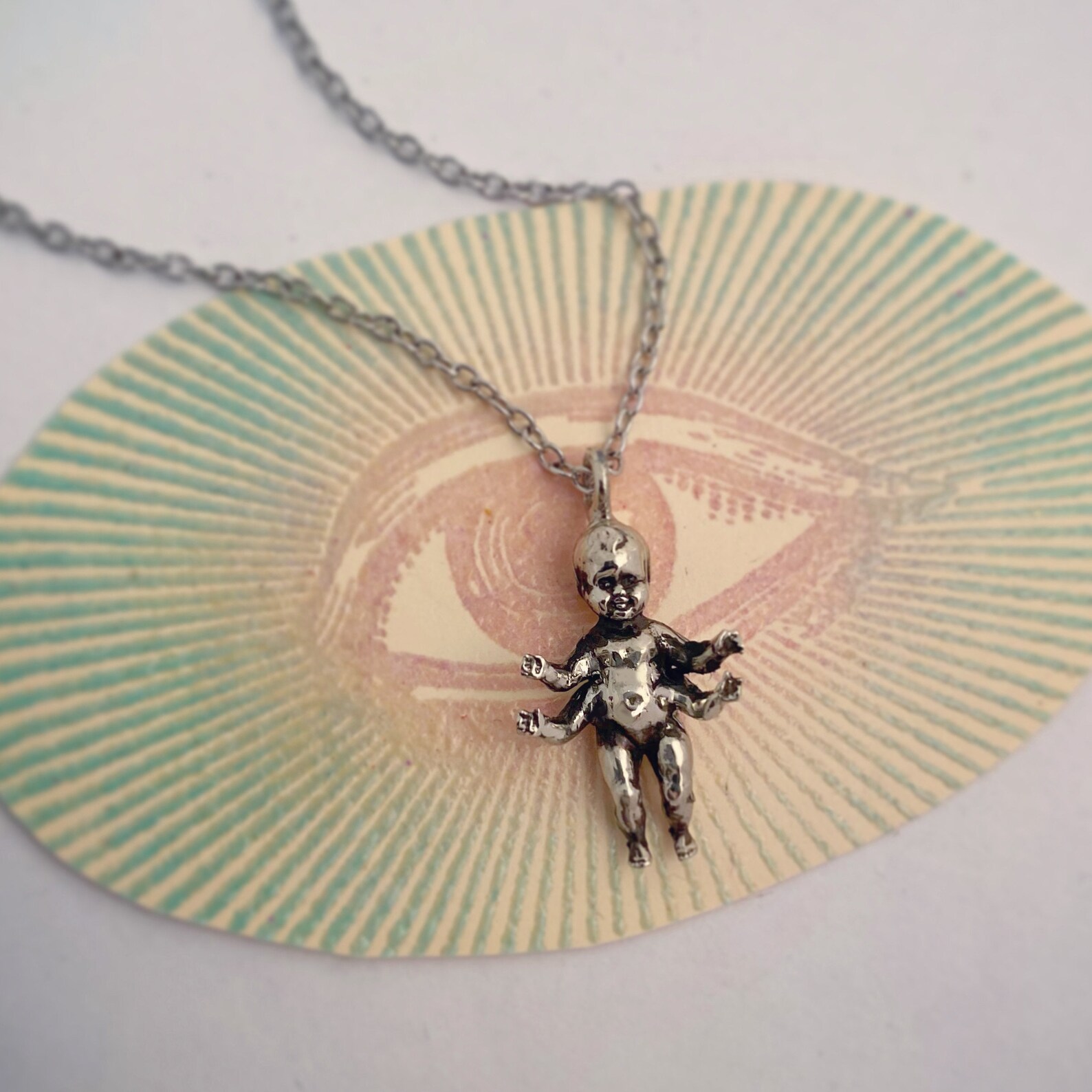 Baby Doll Necklace silver Oddity Odd gold Arms strange | Etsy