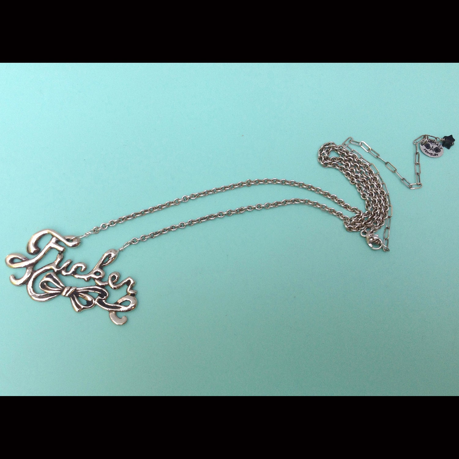 Fucker Necklace Script Pendant Curse Charm Silver Gold | Etsy