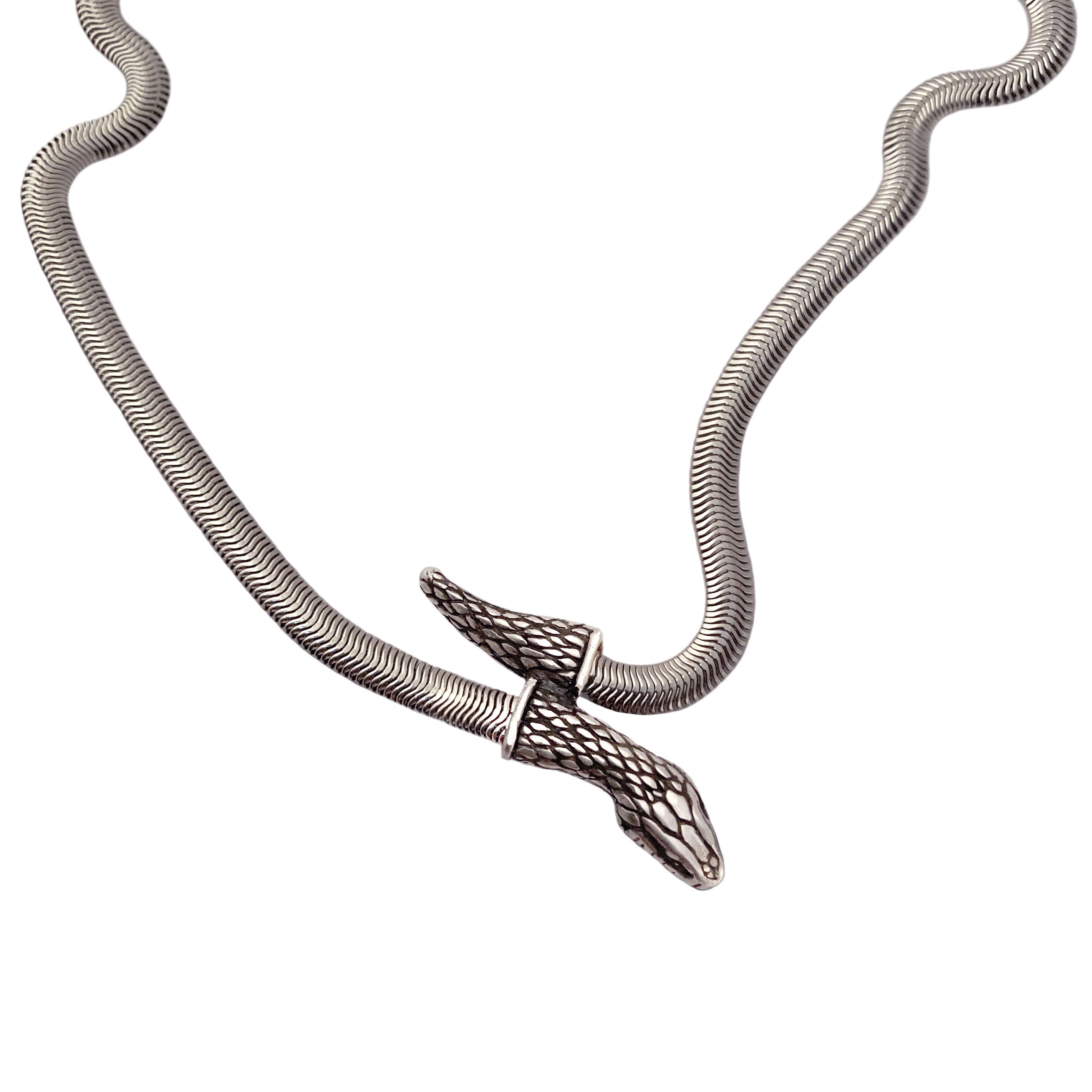 Snake Chain Necklace Silver Serpent | Etsy