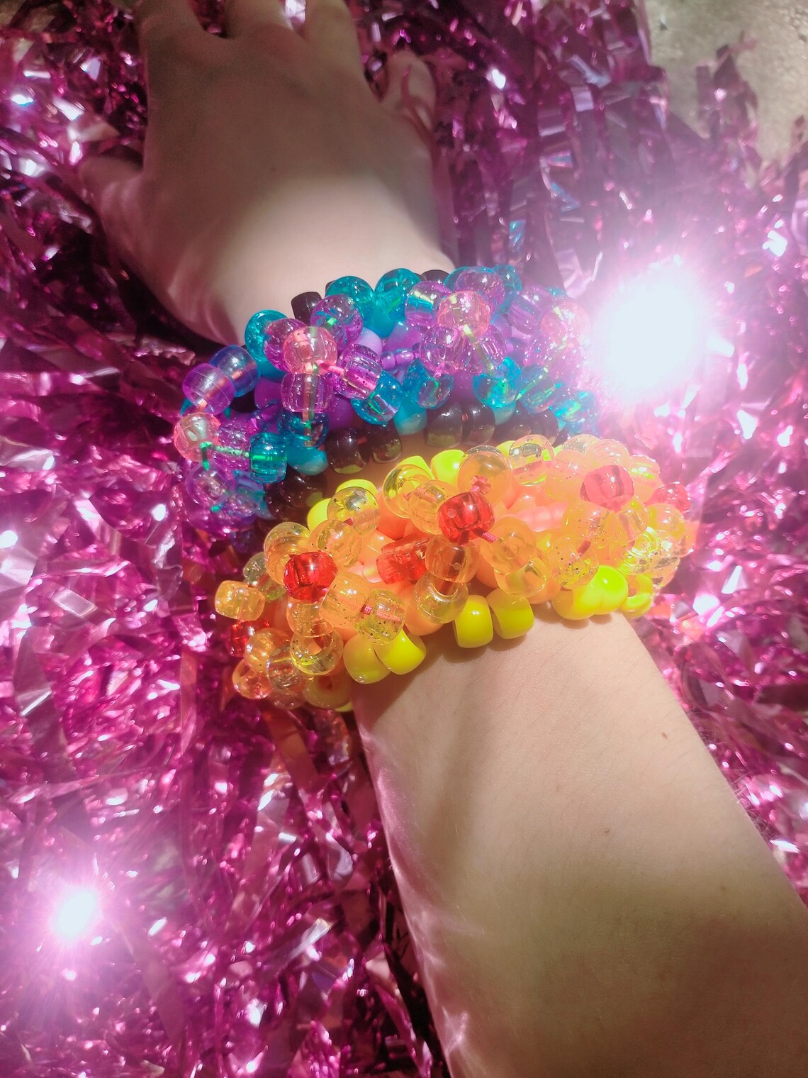 Sun + Moon Duo Kandi 3D X-base Cuff Bracelet // Plur Bracelet // Night ...