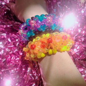Sun + Moon Duo Kandi 3D X-base Cuff Bracelet // Plur Bracelet // Night ...