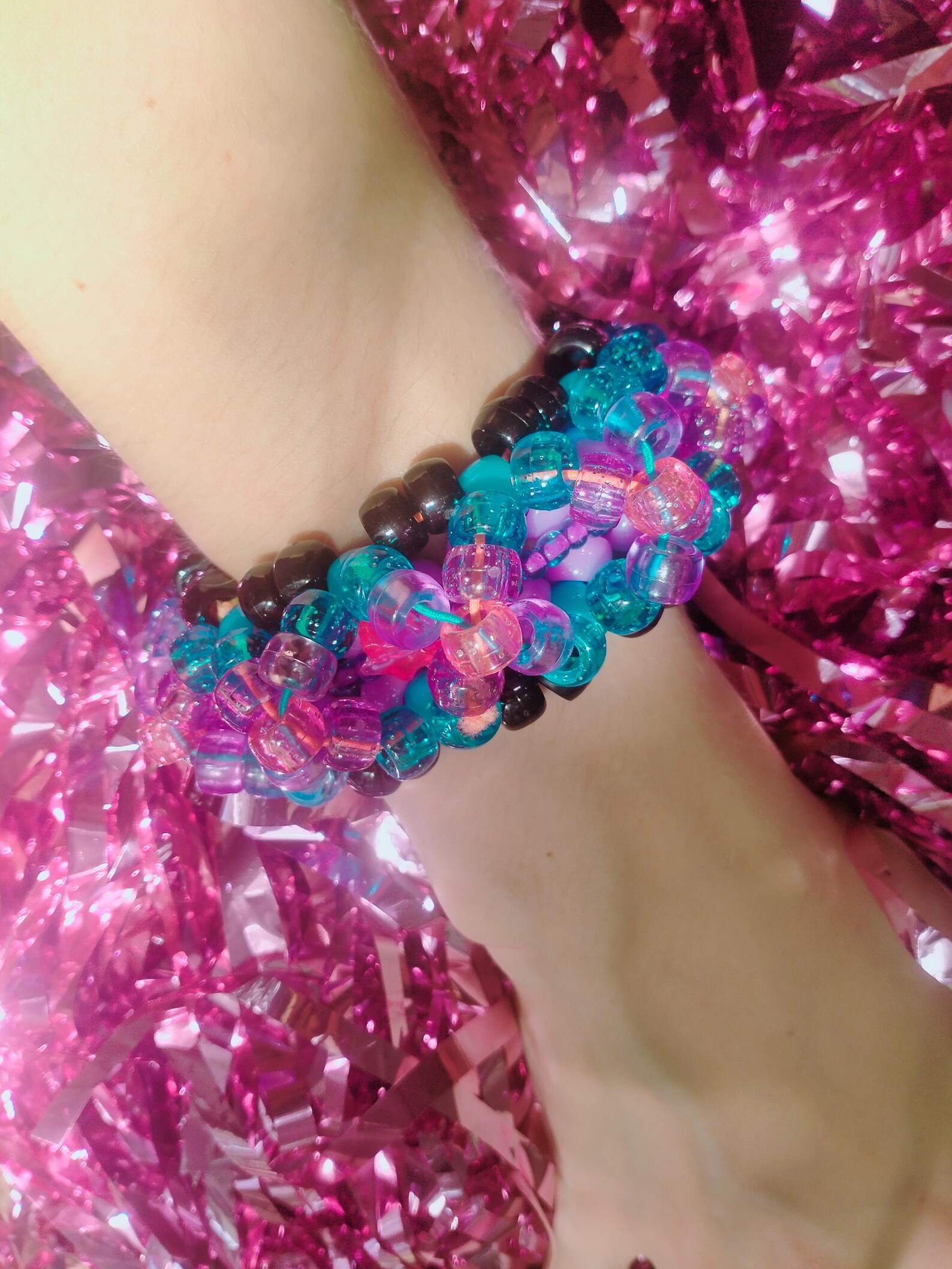 Sun + Moon Duo Kandi 3D X-base Cuff Bracelet // Plur Bracelet // Night ...