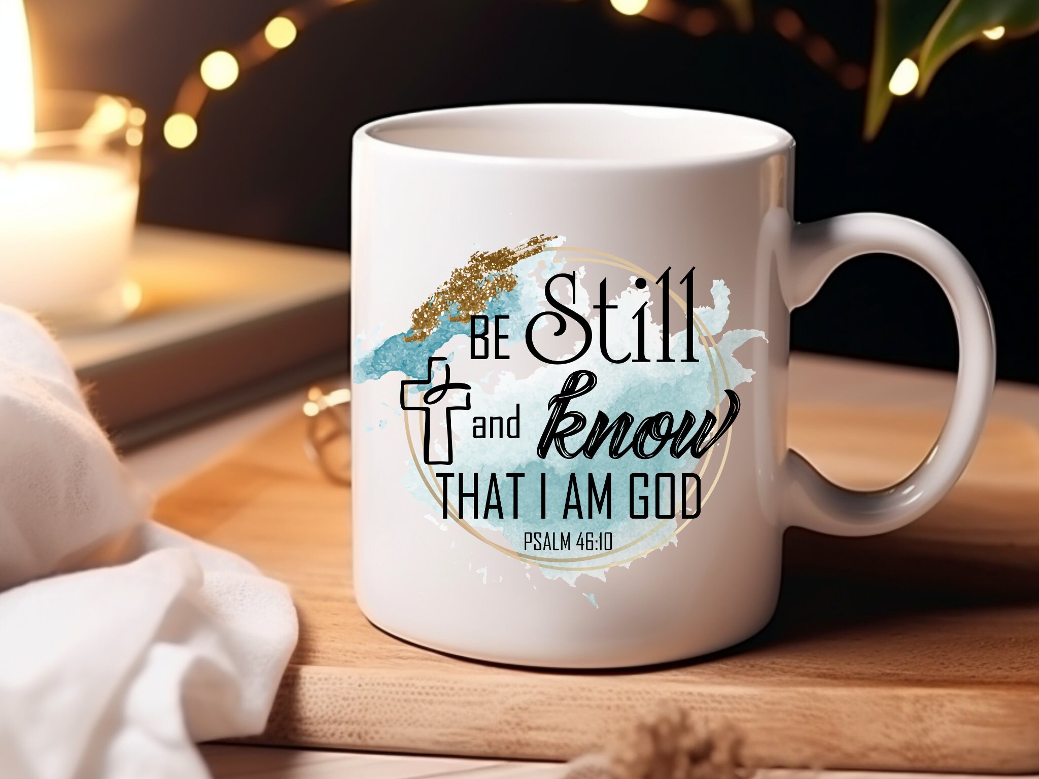 Be Still and Know Mug Christian Faith Based Coffee Cup Ceramic Cross ...