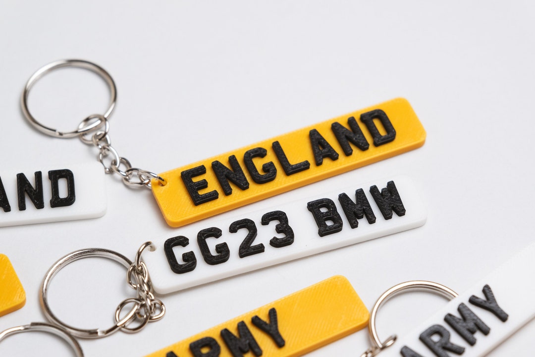 Personalised 3D Number Plate Keyring - Name Keychain - Car Number Plate ...