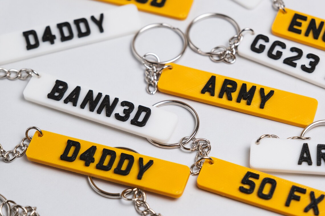 Personalised 3D Number Plate Keyring - Name Keychain - Car Number Plate ...