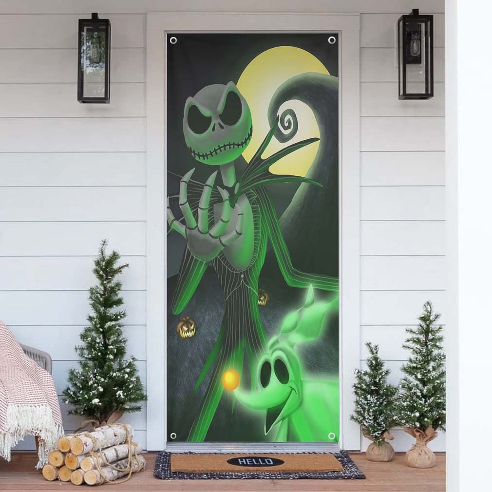 Jack Skellington Halloween Door Cover Halloween Self-adhesive Door Stickers