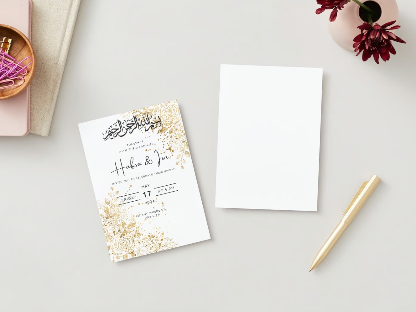 Nikkah Wedding Card Template Canva Editable Template - Etsy