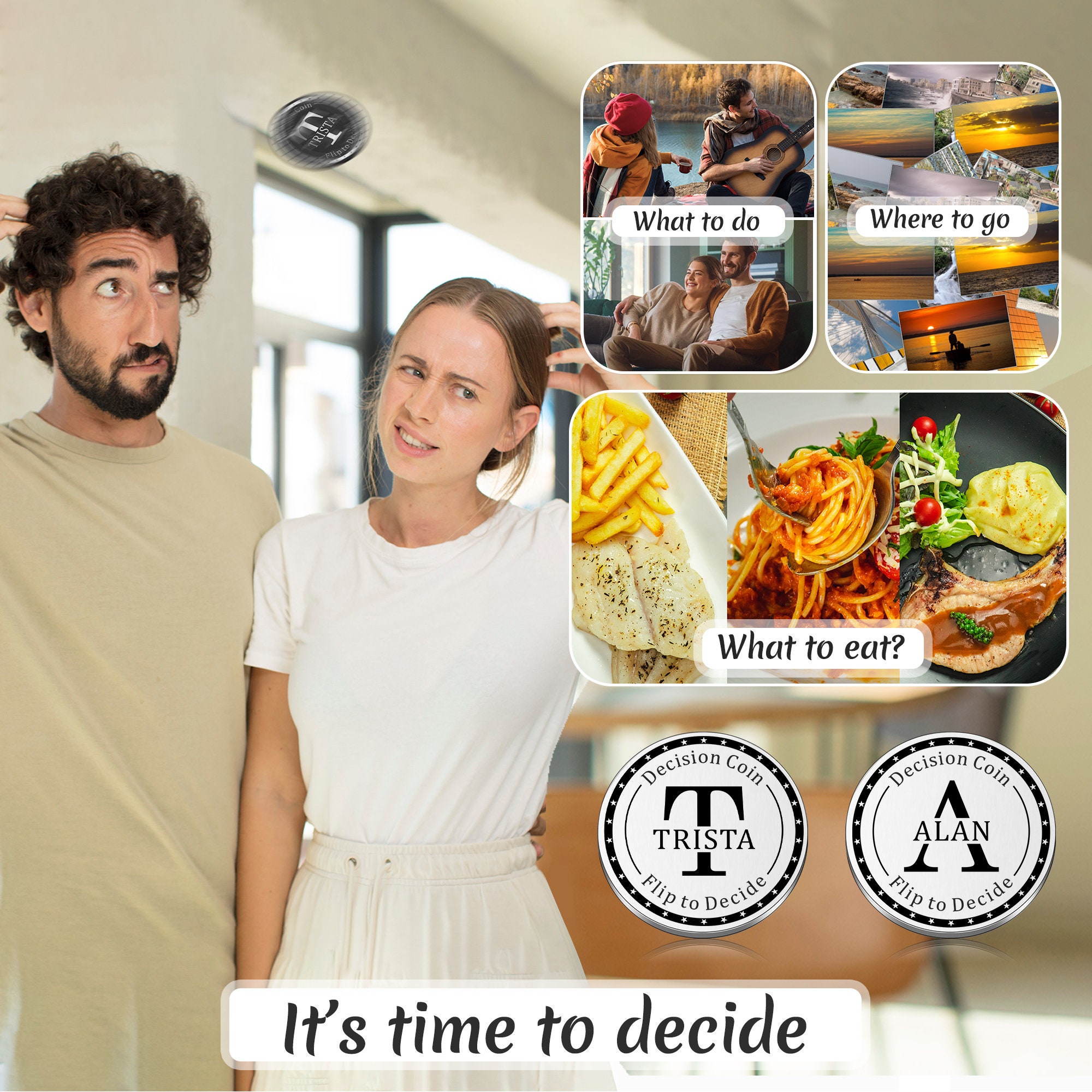 Custom Flip to Decide Coin , Personalized Gifts for Boyfriend, Decision ...