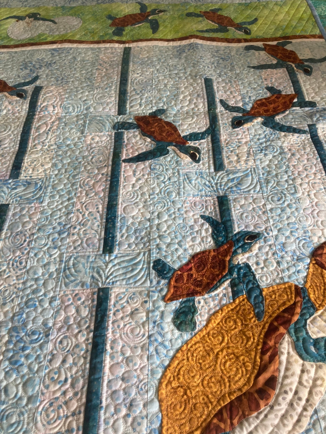 Custom Quilted Sea Turtle Aquatic Wall Hanging. 33 1/2 X 45 1/2 - Etsy