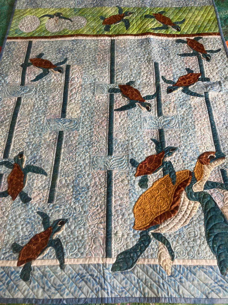 Custom Quilted Sea Turtle Aquatic Wall Hanging. 33 1/2 X 45 1/2 - Etsy
