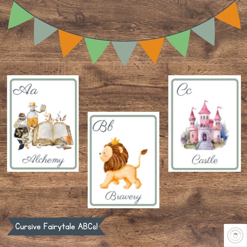 Fairytale Cursive Alphabet Flashcards | Cursive ABC Cards | Phonics ...