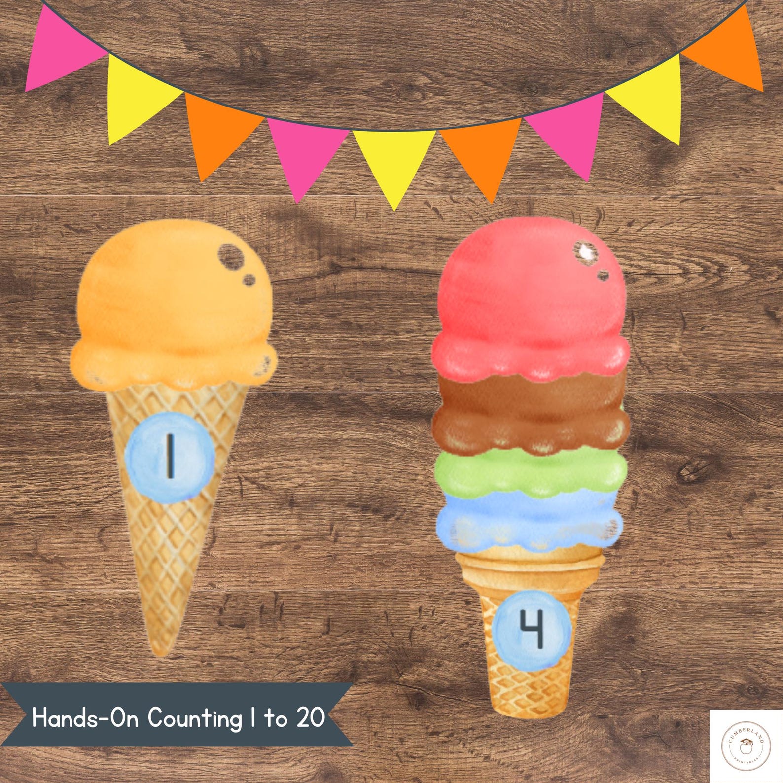 Ice Cream Scoop Counting Activity | Hands-on Preschool & Kindergarten ...