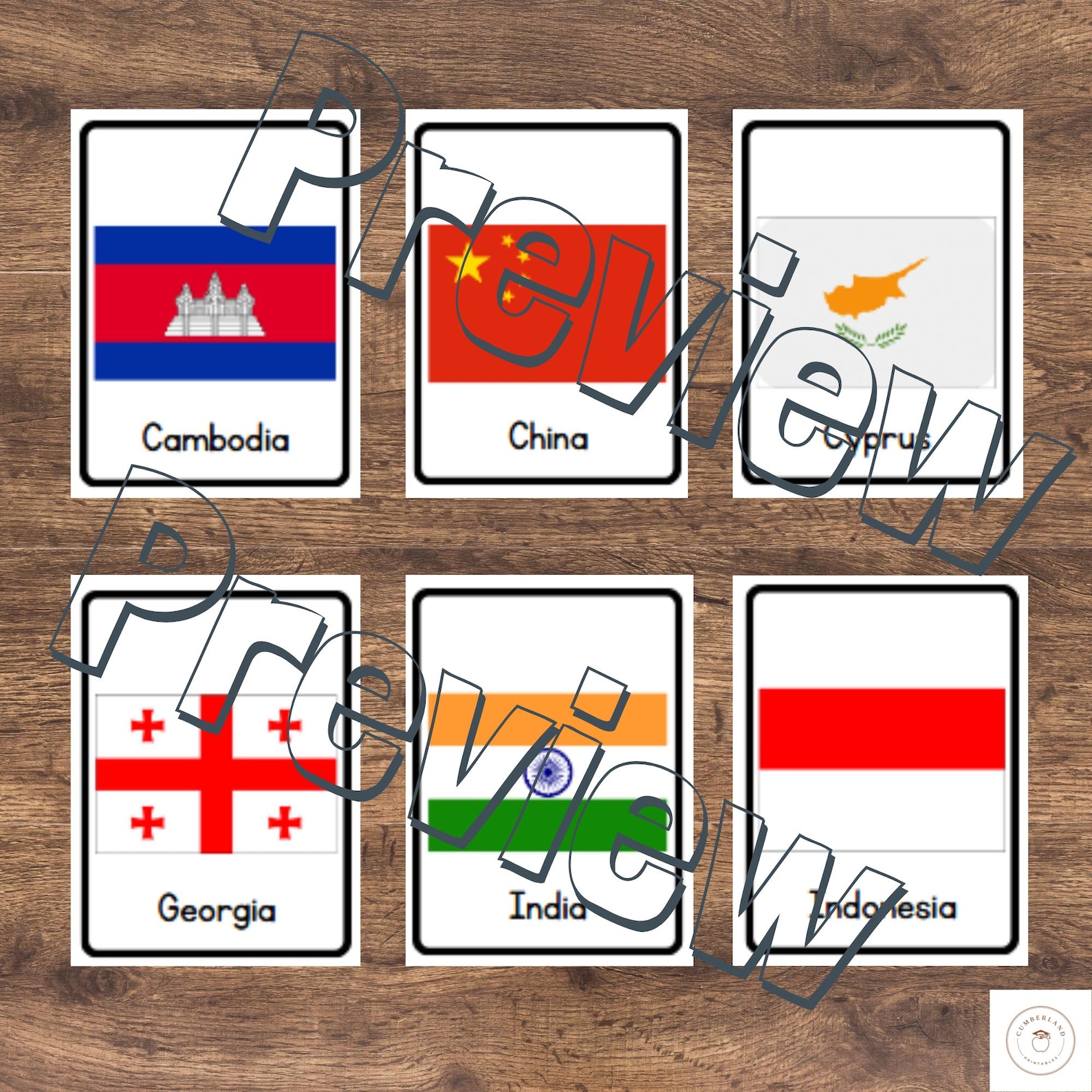 Flags of Asia Flashcards | Montessori Geography Printable | Asian ...