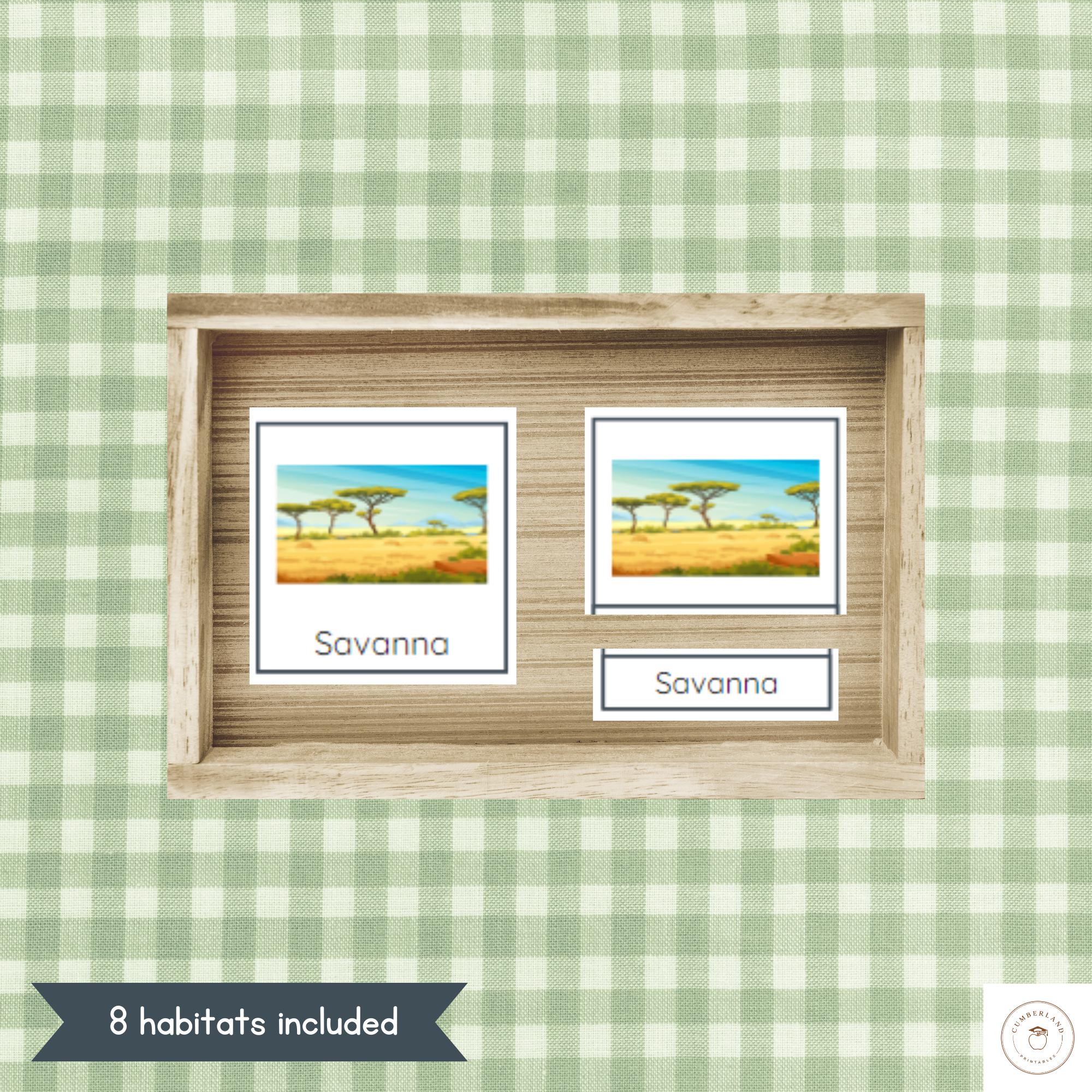 Animal Habitats Montessori 3-part Cards - Etsy