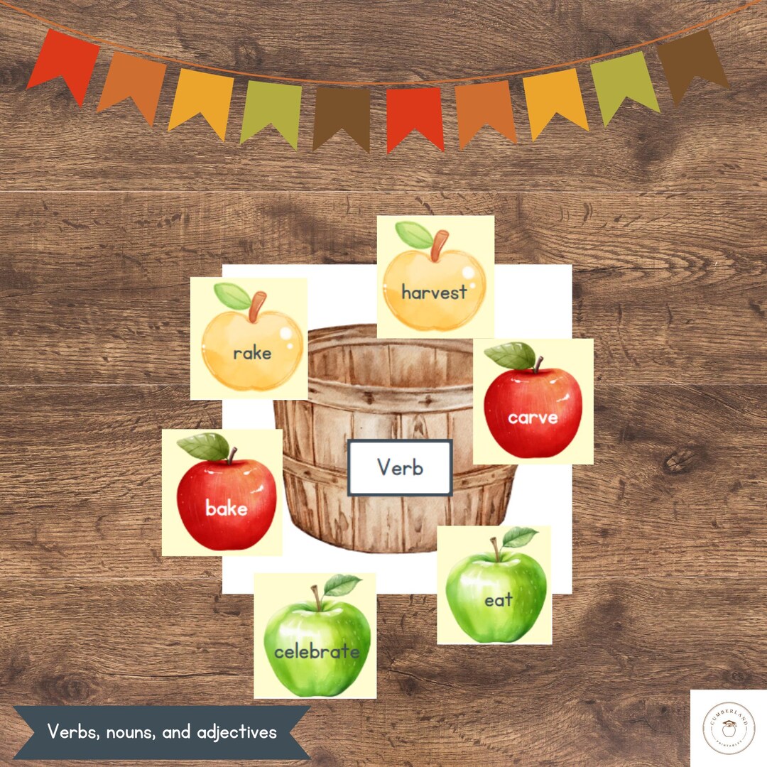 Autumn Grammar Activity | Parts of Speech Sorting Game | Nouns, Verbs ...
