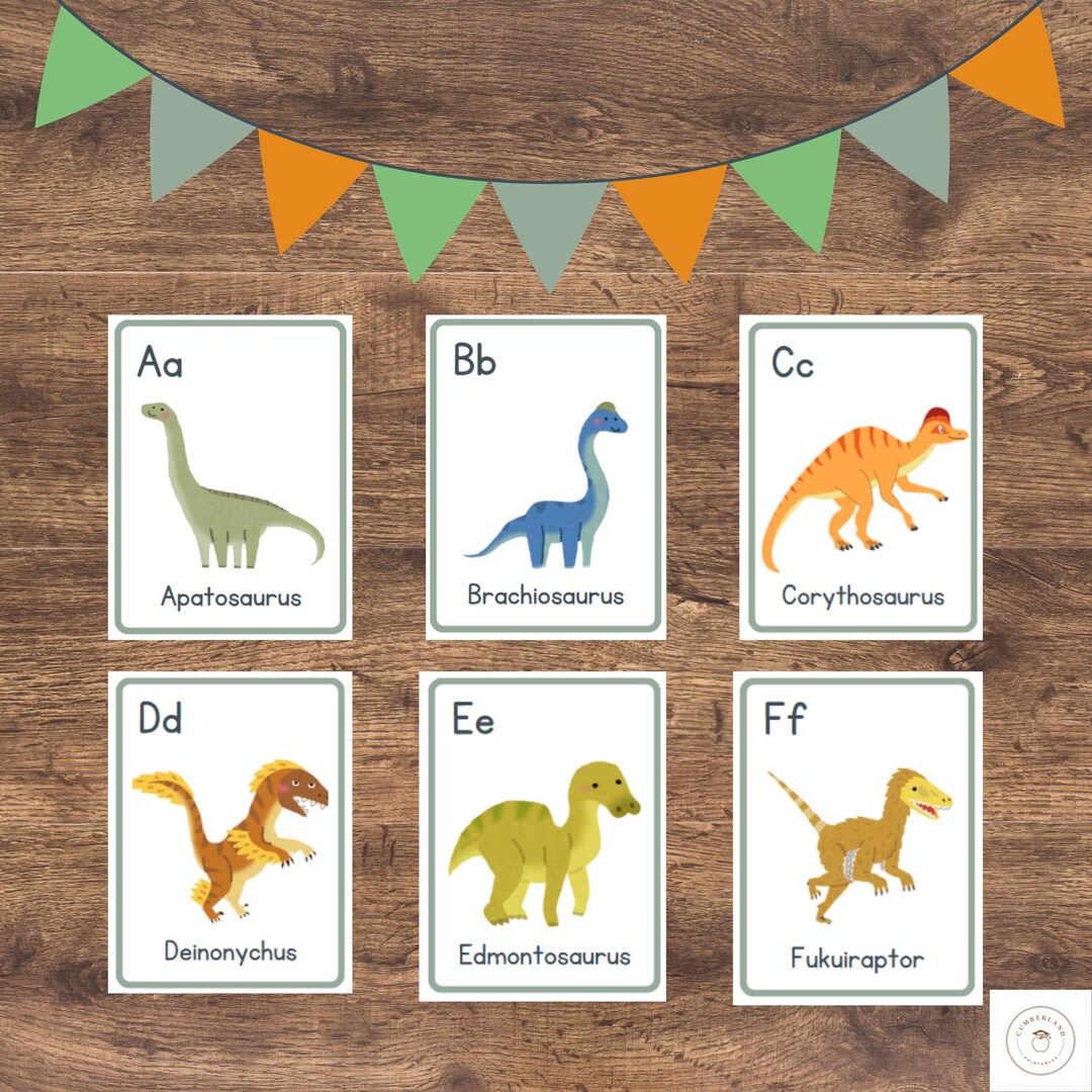 Dinosaur Alphabet Flashcards Dinosaurs A to Z, Dinosaur Names, Learn ...