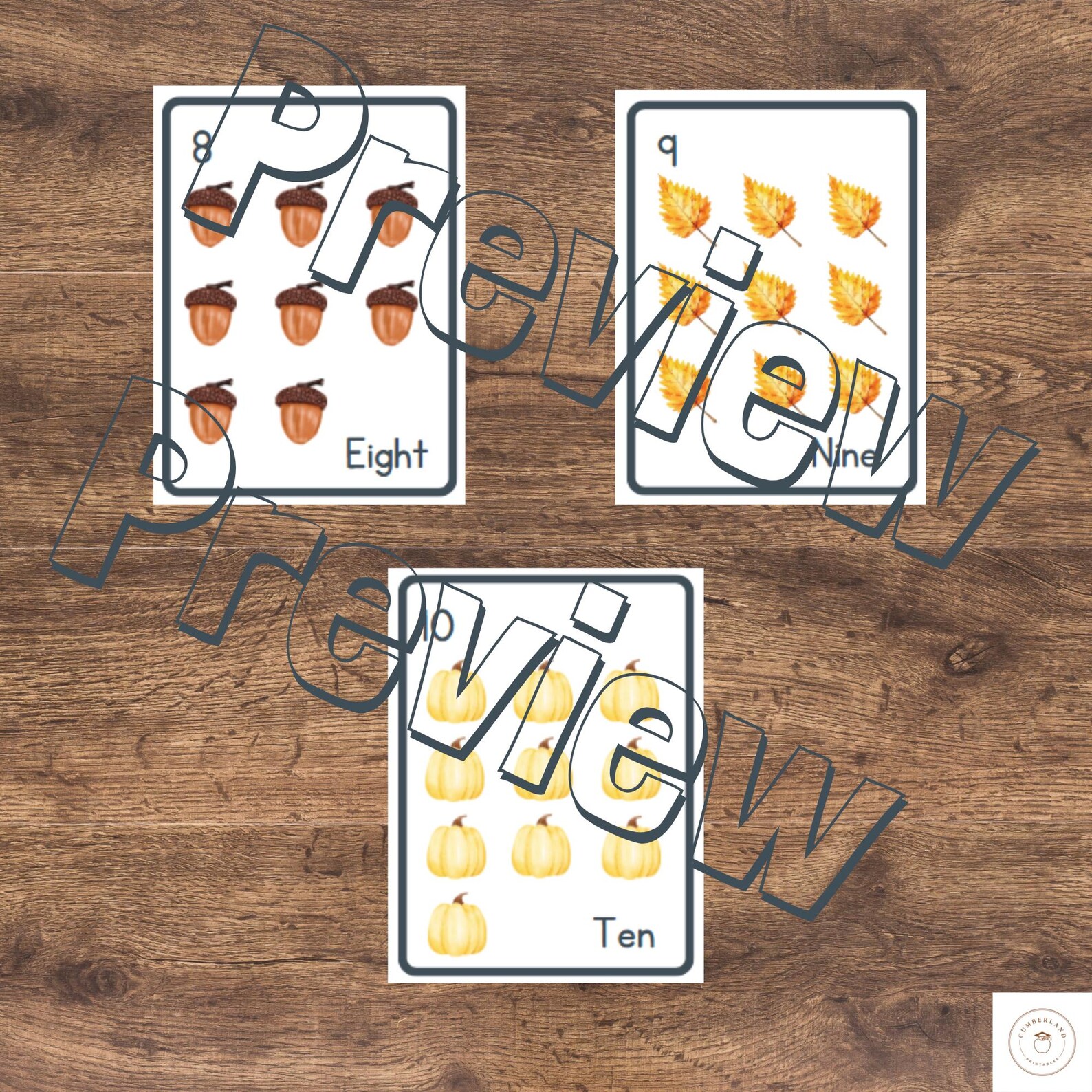 Autumn Number Flashcards 1-10: Preschool Math (PDF Download) - Etsy