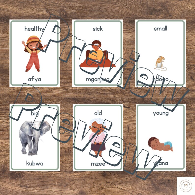 Swahili Opposites Flashcards: Kids Language Learning (PDF Downloadable ...