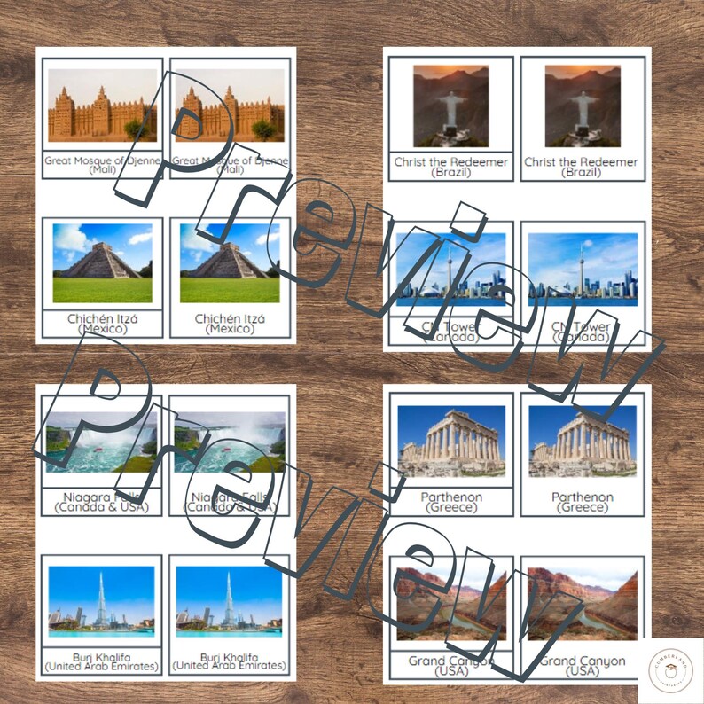 World Landmarks Montessori Cards: Geography Learning (PDF Download ...