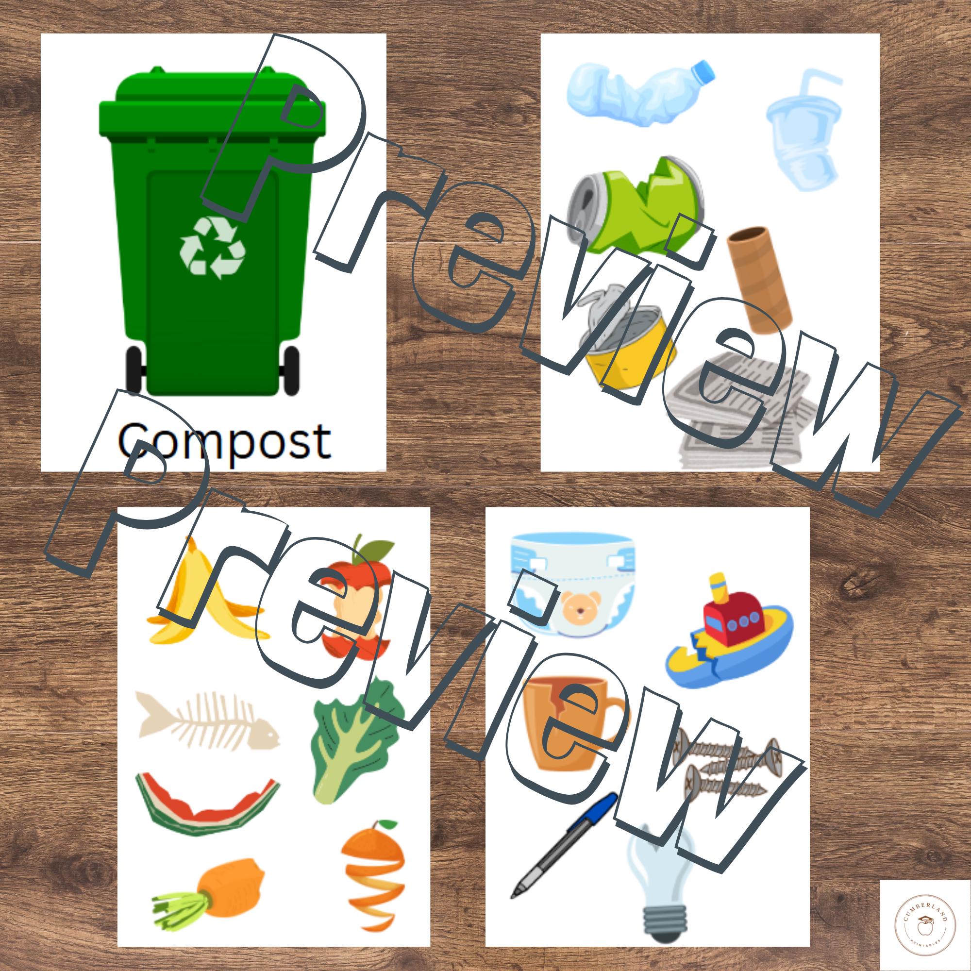 Waste Sorting Activity: Trash, Recycle & Compost Mats (digital Download ...