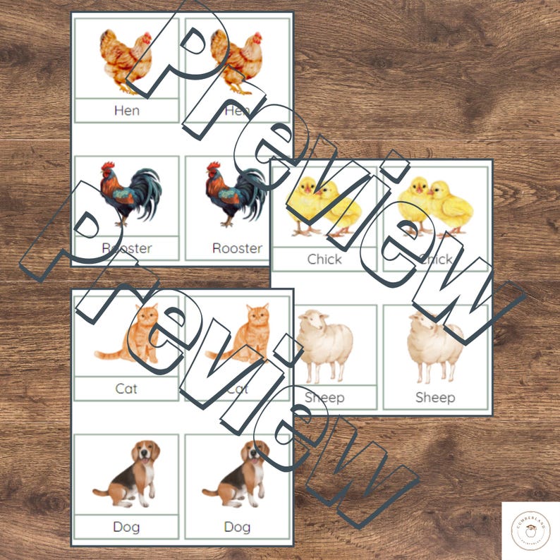 Farm Animal Montessori 3-part Cards: Vocabulary Learning (digital ...