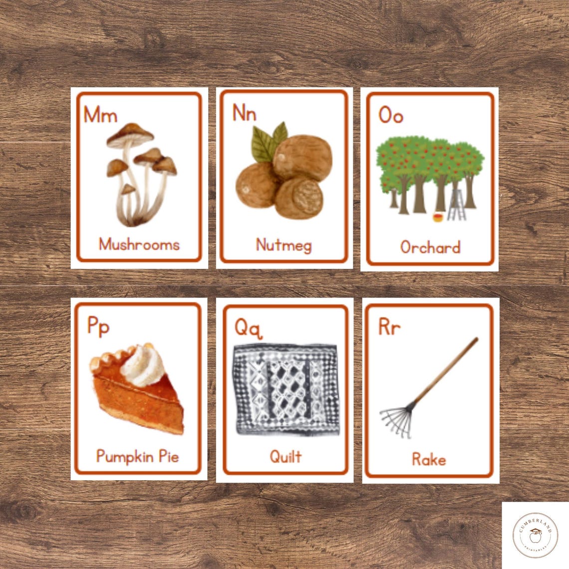 Autumn Themed Alphabet Flashcards A to Z Manuscript - Etsy