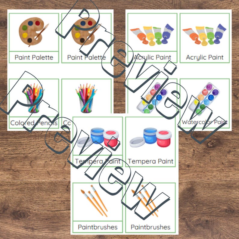 Art Supplies 3-part Cards - Montessori Nomenclature Cards | Art ...